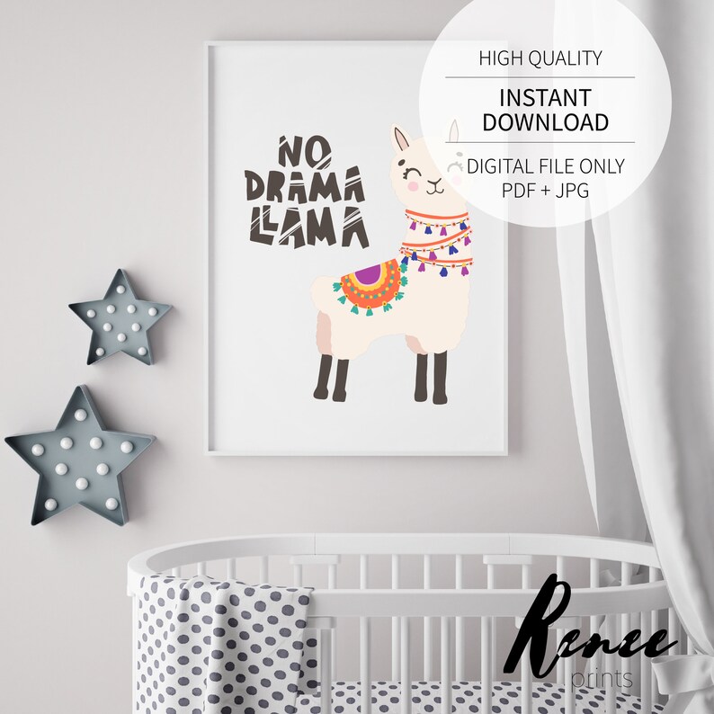 No Drama Llama Nursery Printable Wall Art Decor Instant Download - Etsy