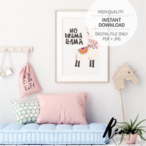 No Drama Llama Nursery Printable Wall Art Decor Instant Download - Etsy