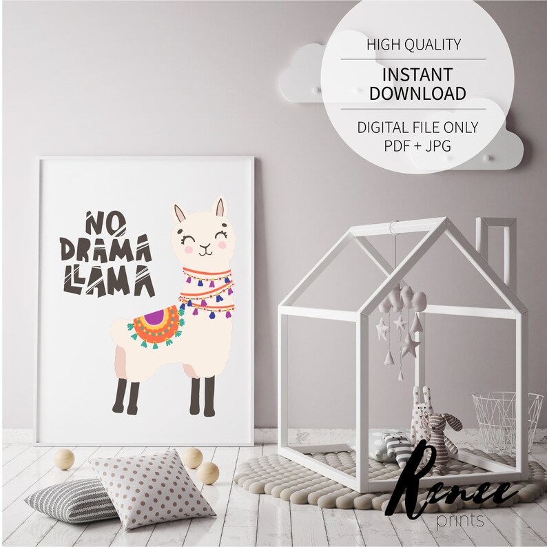 No Drama Llama Nursery Printable Wall Art Decor Instant Download - Etsy