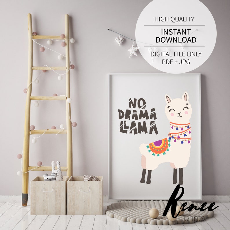 No Drama Llama Nursery Printable Wall Art Decor Instant Download - Etsy