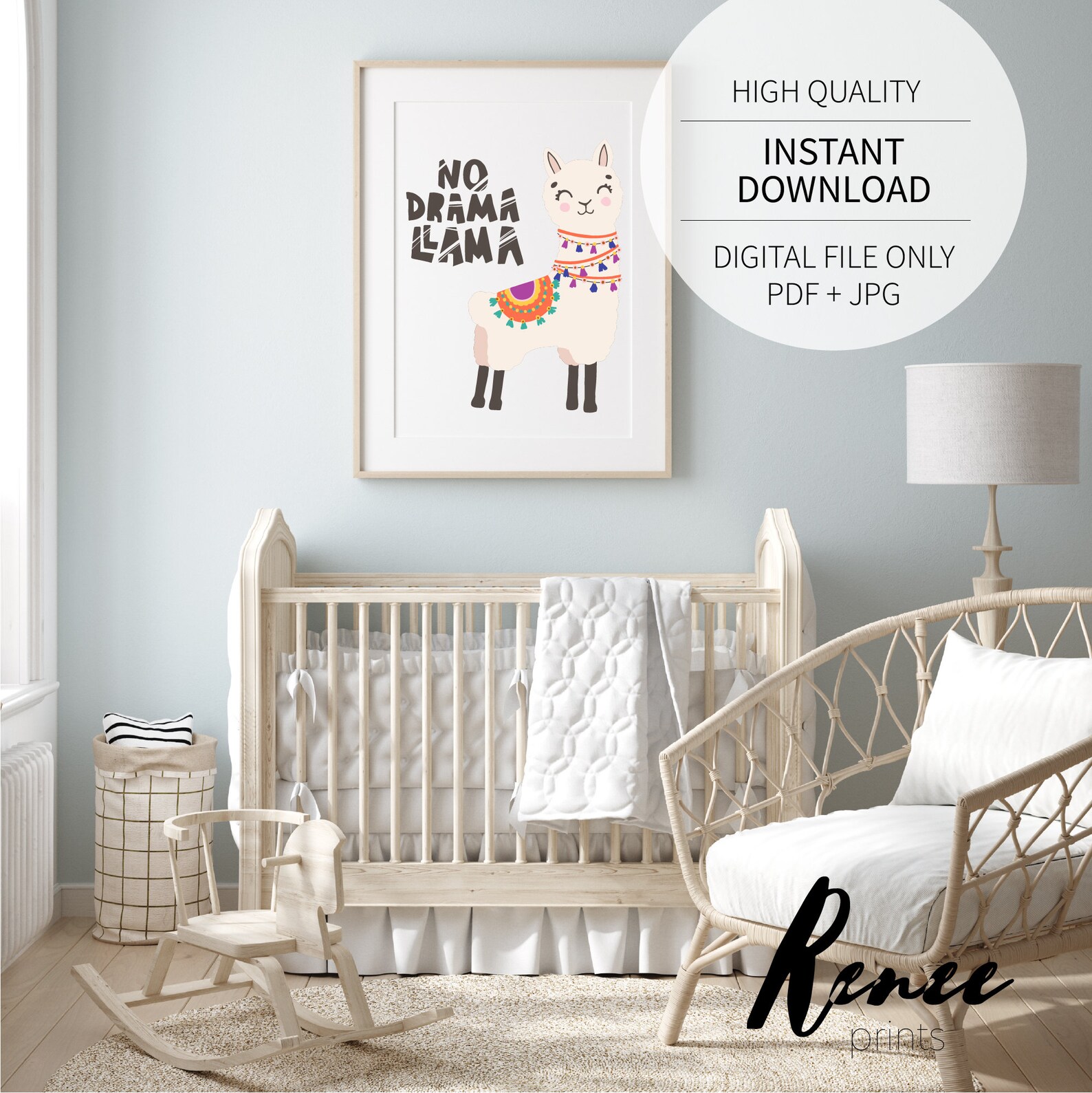 No Drama Llama Nursery Printable Wall Art Decor Instant Download - Etsy