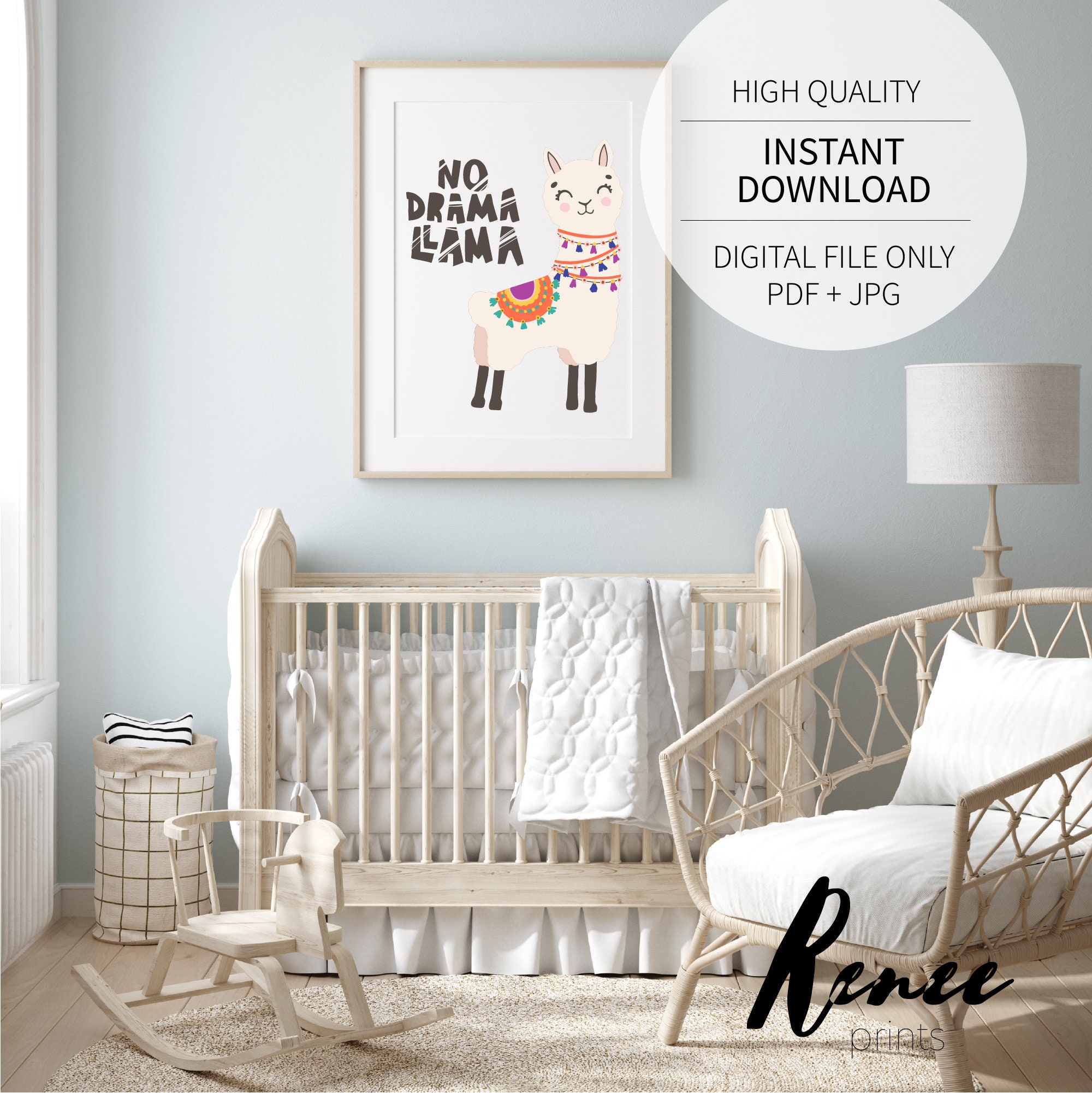 No Drama Llama Nursery Printable Wall Art Decor Instant Download - Etsy