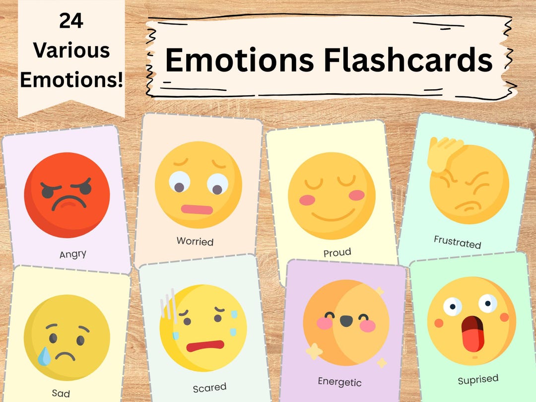 Printable Emotion Flashcards for Kids, 24 Feelings Cards, Autism and ...