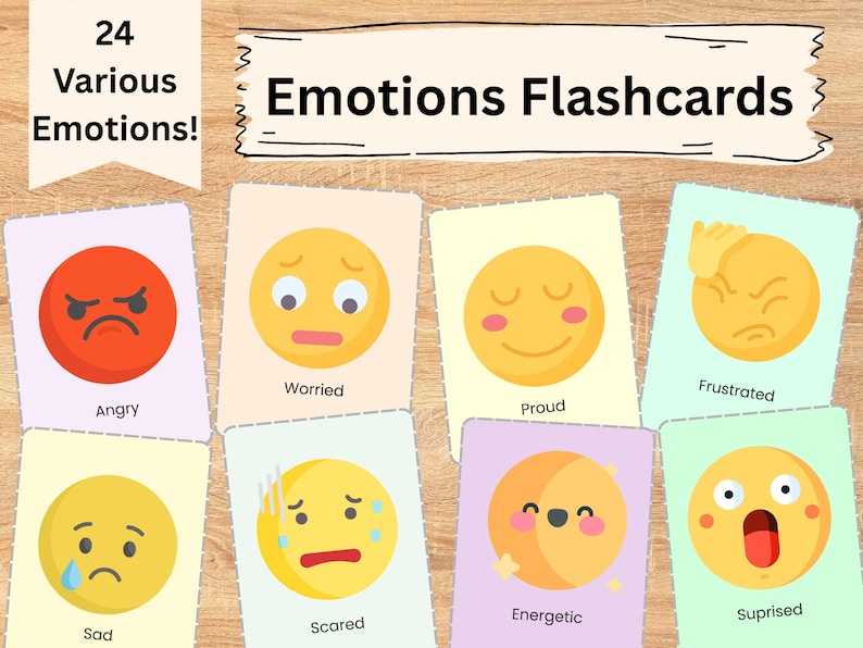 Printable Emotion Flashcards for Kids, SEL Autism Visuals (digital ...