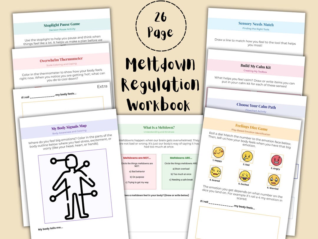 Meltdown Regulation Workbook for Autistic & ADHD Kids | Emotional ...