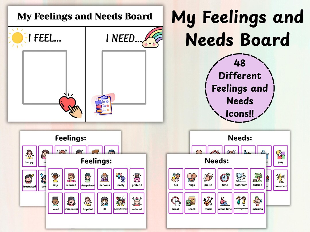 Feelings and Needs Board for Kids | Emotional Regulation Tool (digital ...