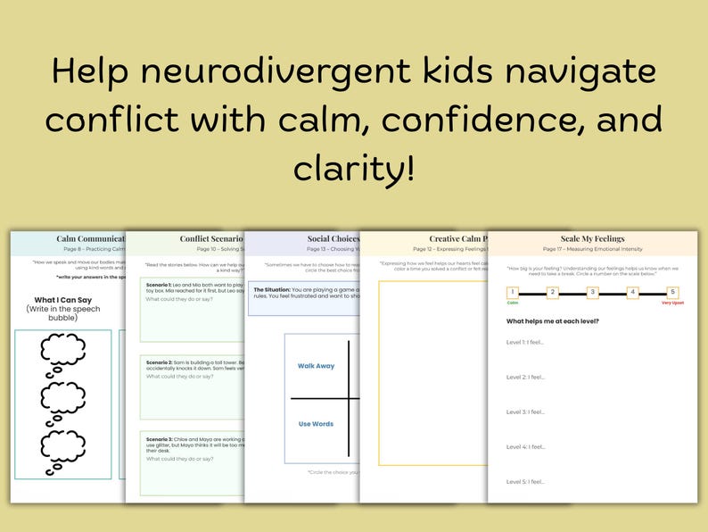 Conflict Resolution Worksheets for Neurodivergent Kids | Social Skills ...