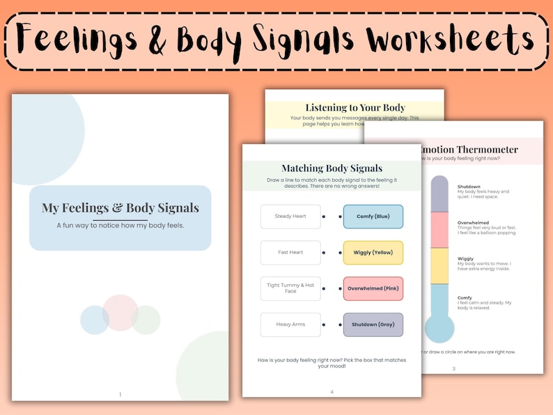 Emotion Thermometer Chart | Kids Feelings, Body Cues (printable PDF) - Etsy