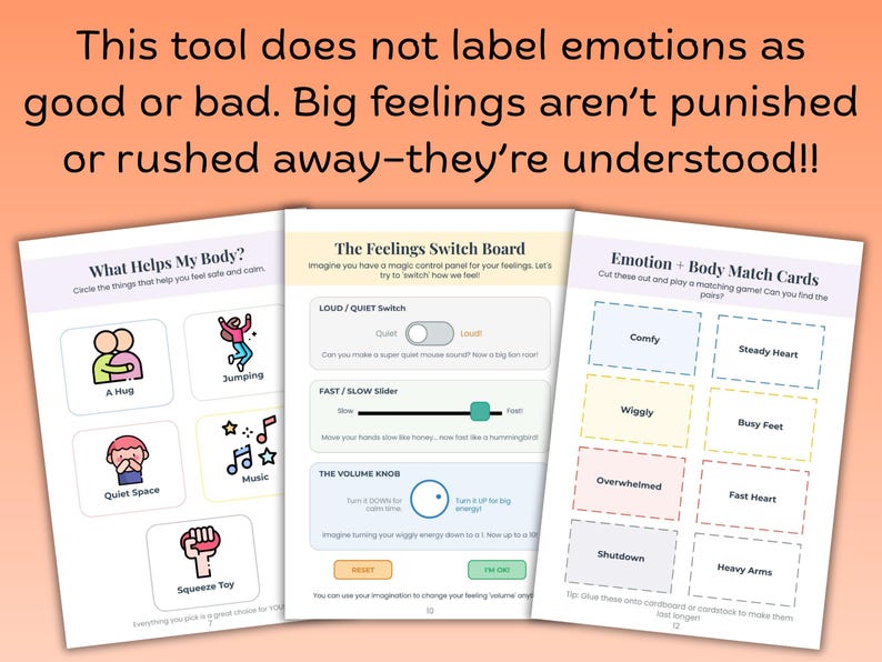 Emotion Thermometer Chart | Kids Feelings, Body Cues (printable PDF) - Etsy