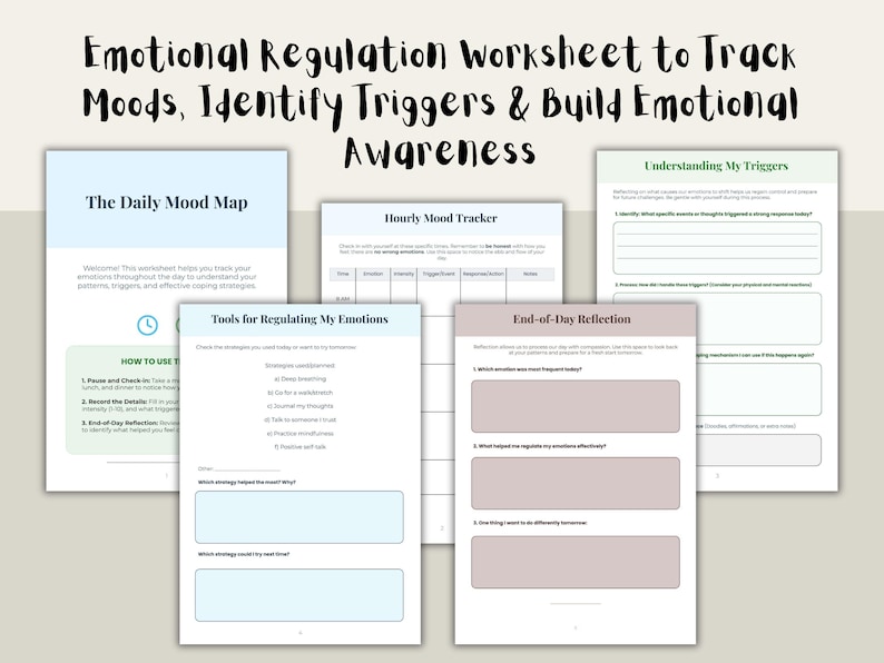 Emotional Regulation Worksheet Printable | Daily Mood Tracker ...