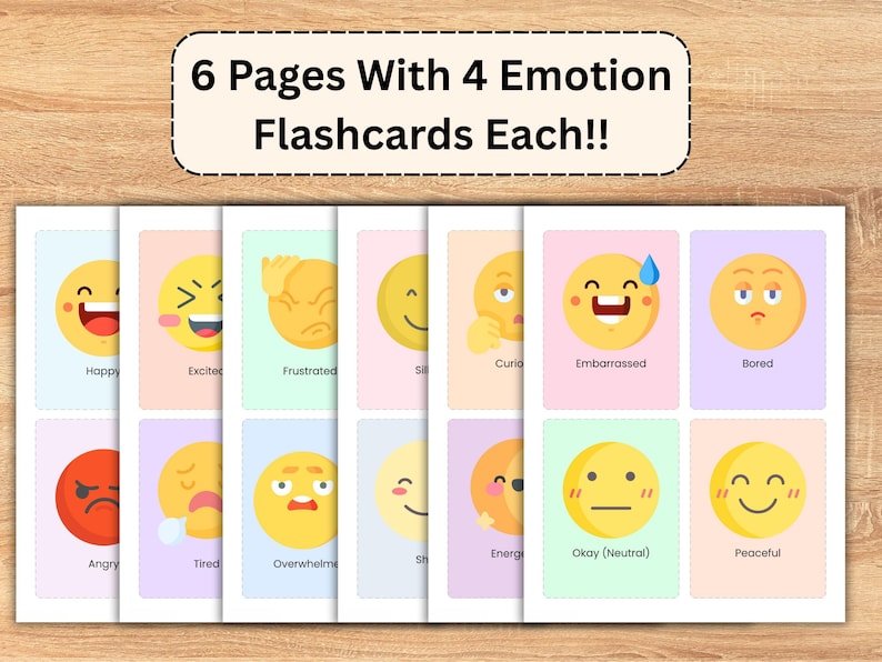 Printable Emotion Flashcards for Kids, SEL Autism Visuals (digital ...