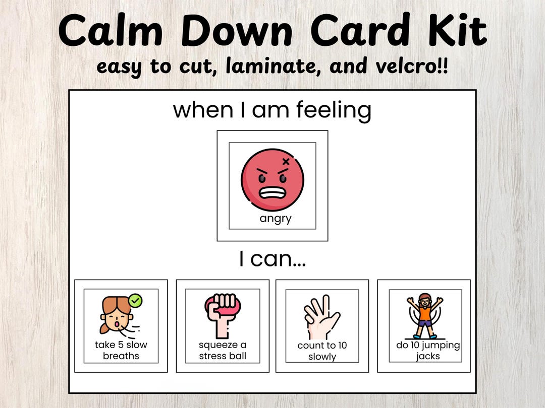 Calm Down Card for Kids | When I Feel This I Can Do This | Coping ...