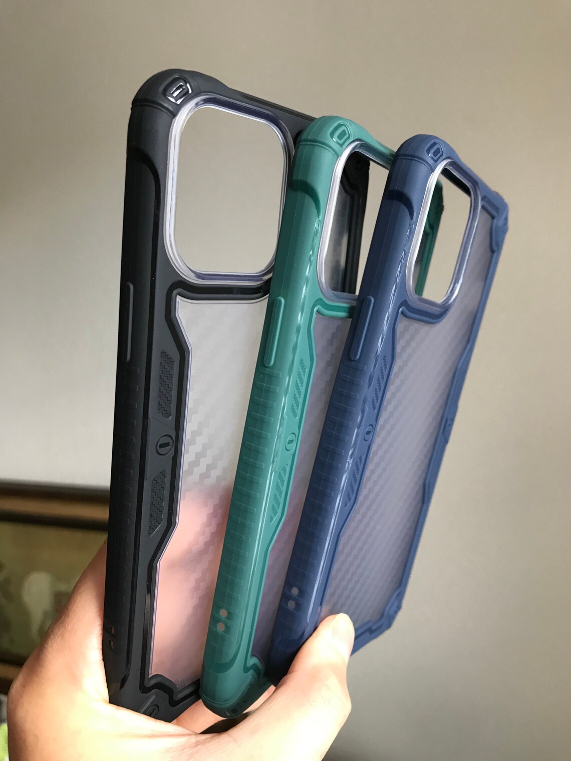 For iPhone 13 Mini,13,13 Pro,13 Pro Max Transparent Carbon Fiber ...