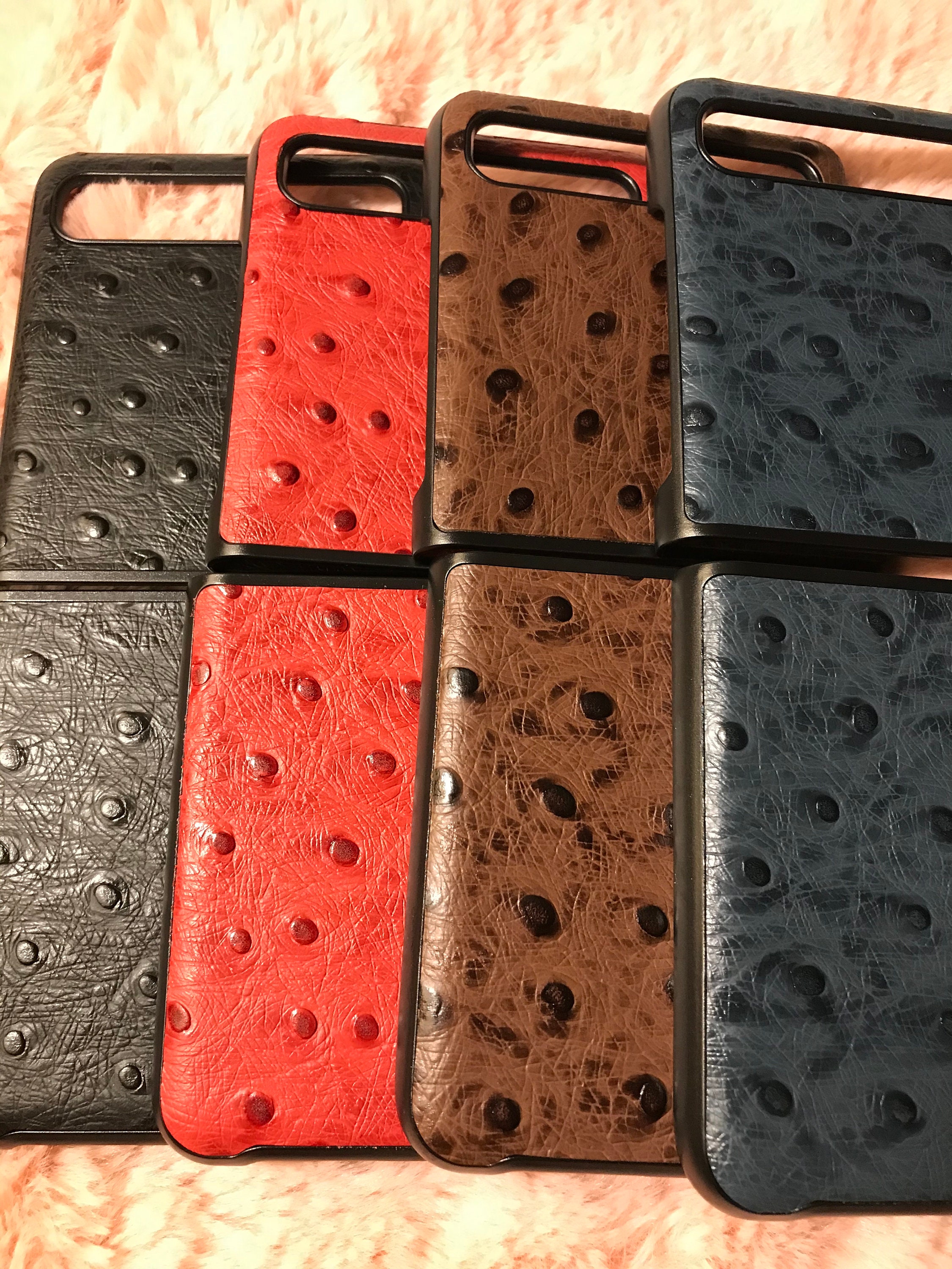 Genuine leather ostrich pattern phone case for samsung galaxy | Etsy