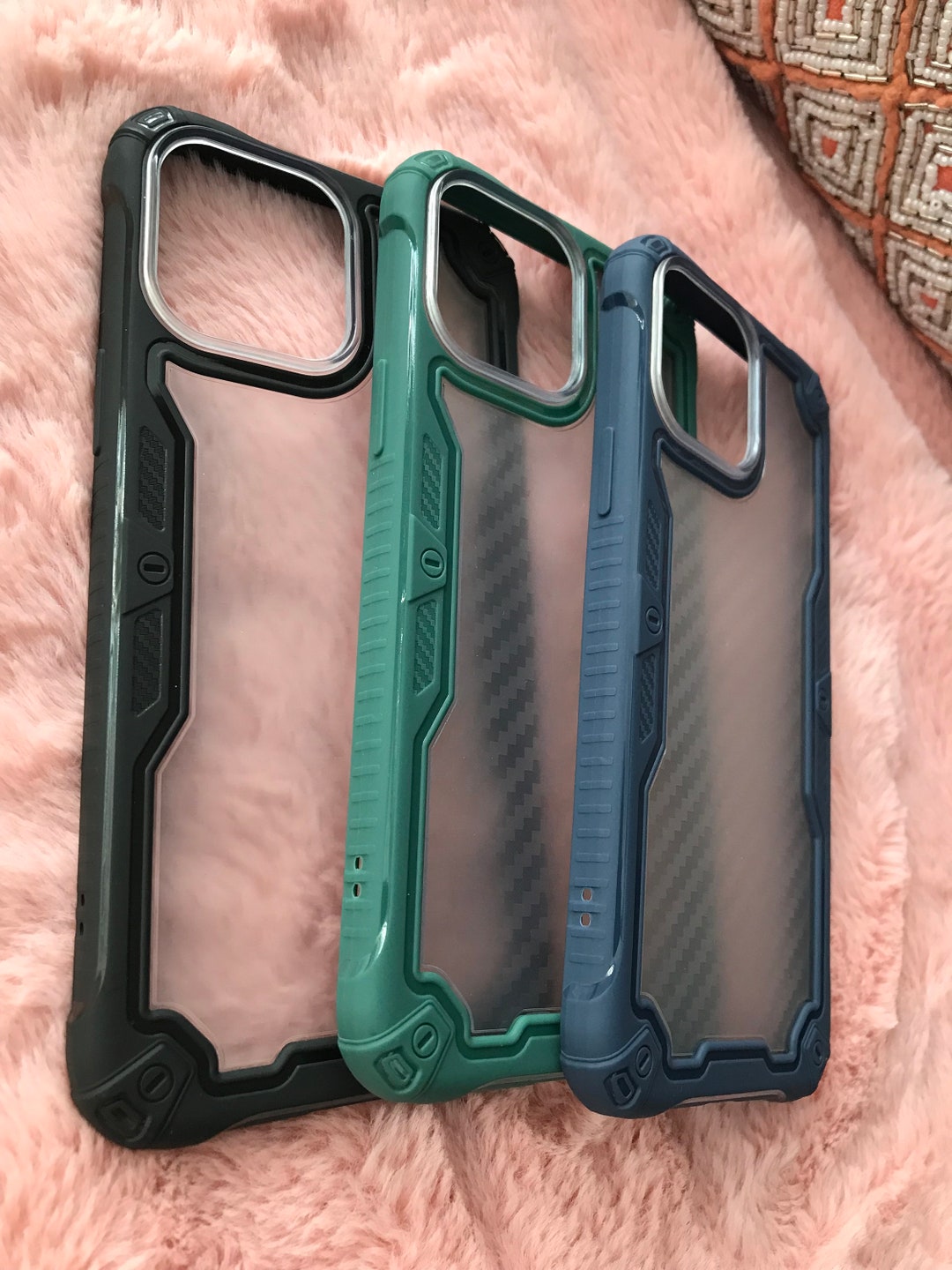 For iPhone 13 Mini,13,13 Pro,13 Pro Max Transparent Carbon Fiber ...