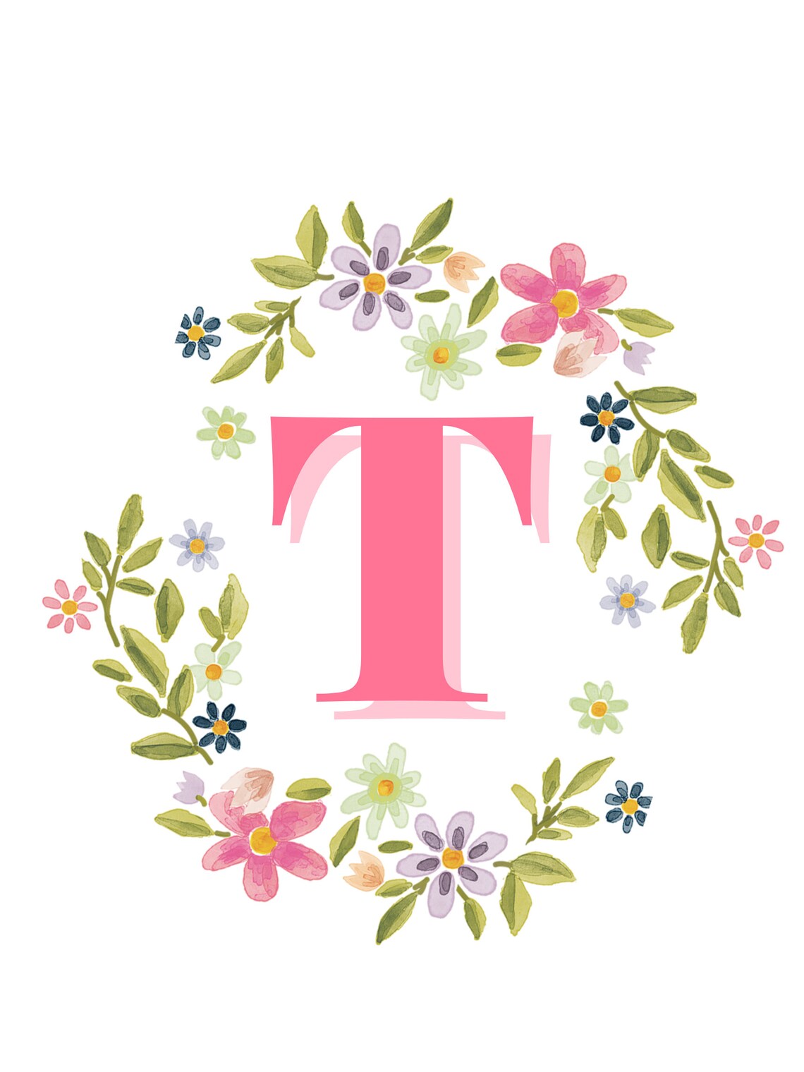 Floral Letter T Wall Art Flower Letters for Nursery - Etsy UK