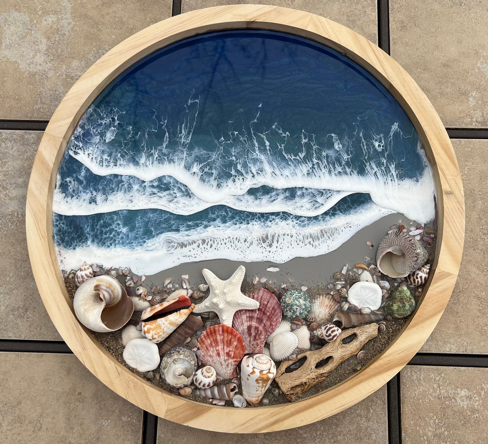 Round Natural Ocean Inspired Resin Art, Epoxy Resin Ocean, 3D Resin ...