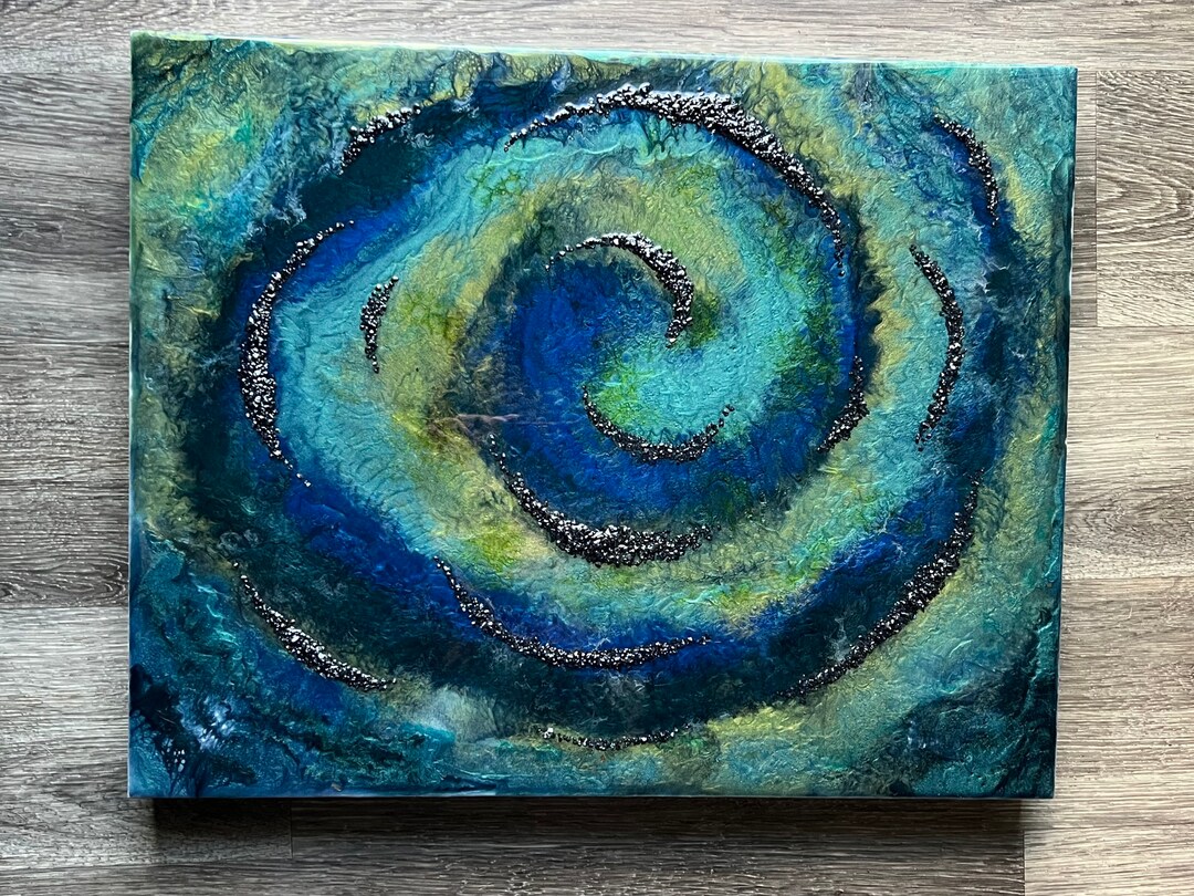 20x 16 Blue and Green Abstract Resin Artwork, Resin Painting, Epoxy ...