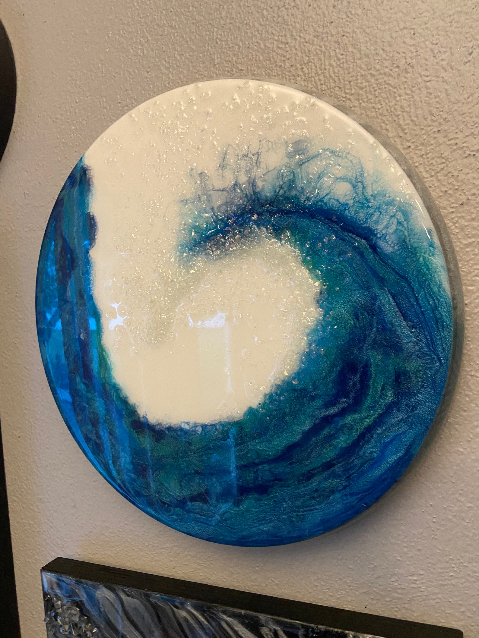 12 Round Wave Inspired Resin Wall Art Abstract Water Epoxy | Etsy