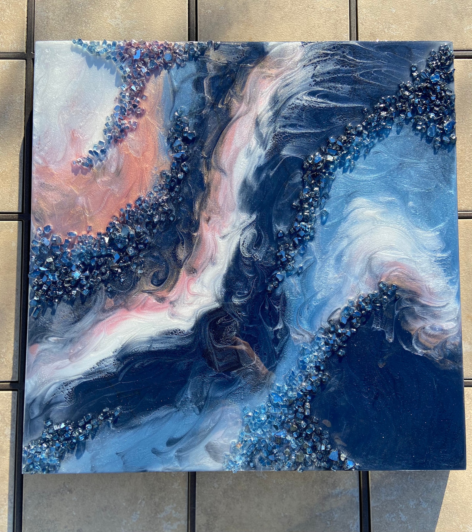 20x 20 Blue Resin Wall Art, Epoxy Resin Fluid Art, Textured Painting - Etsy