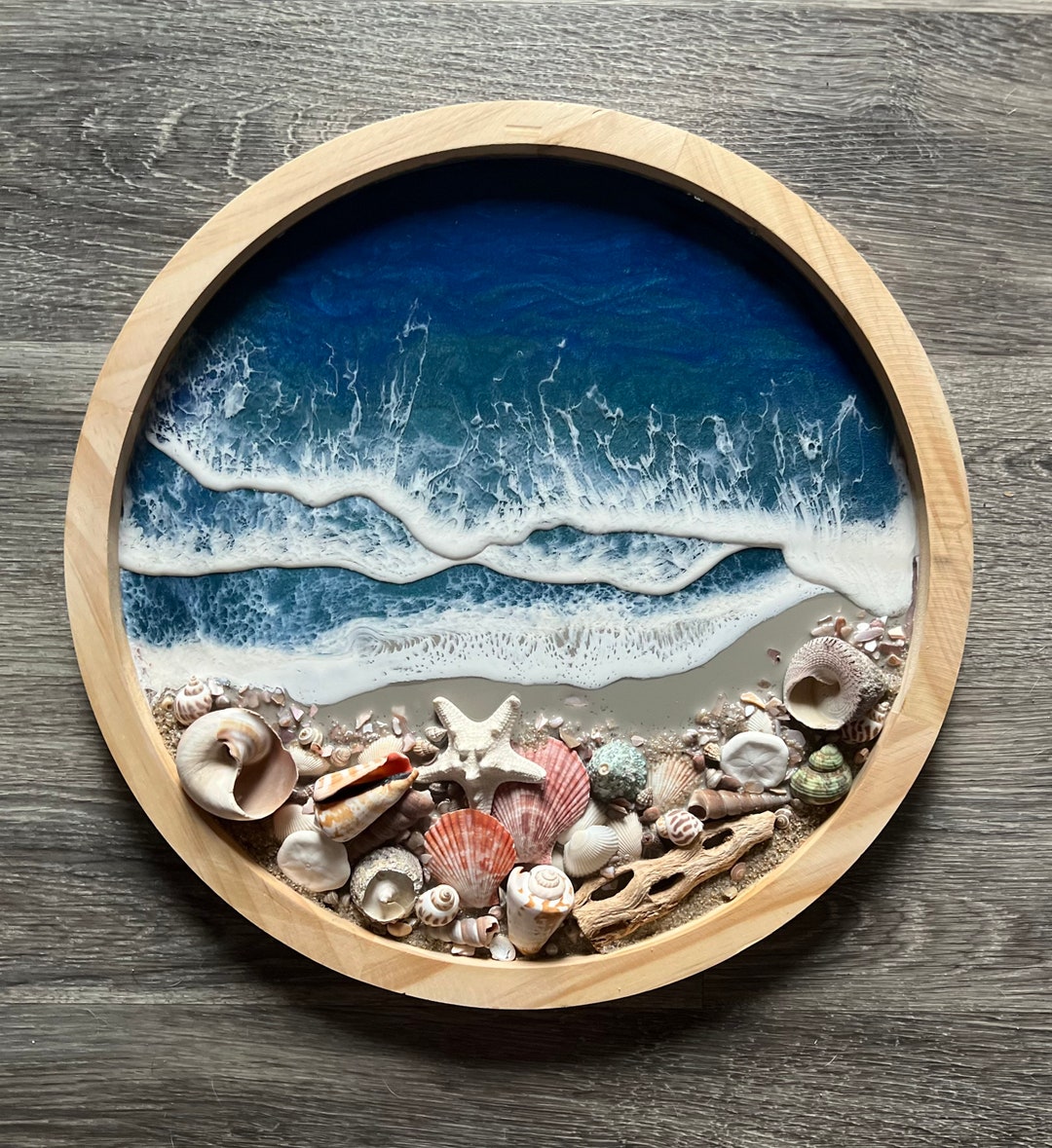Round Natural Ocean Inspired Resin Art, Epoxy Resin Ocean, 3D Resin ...