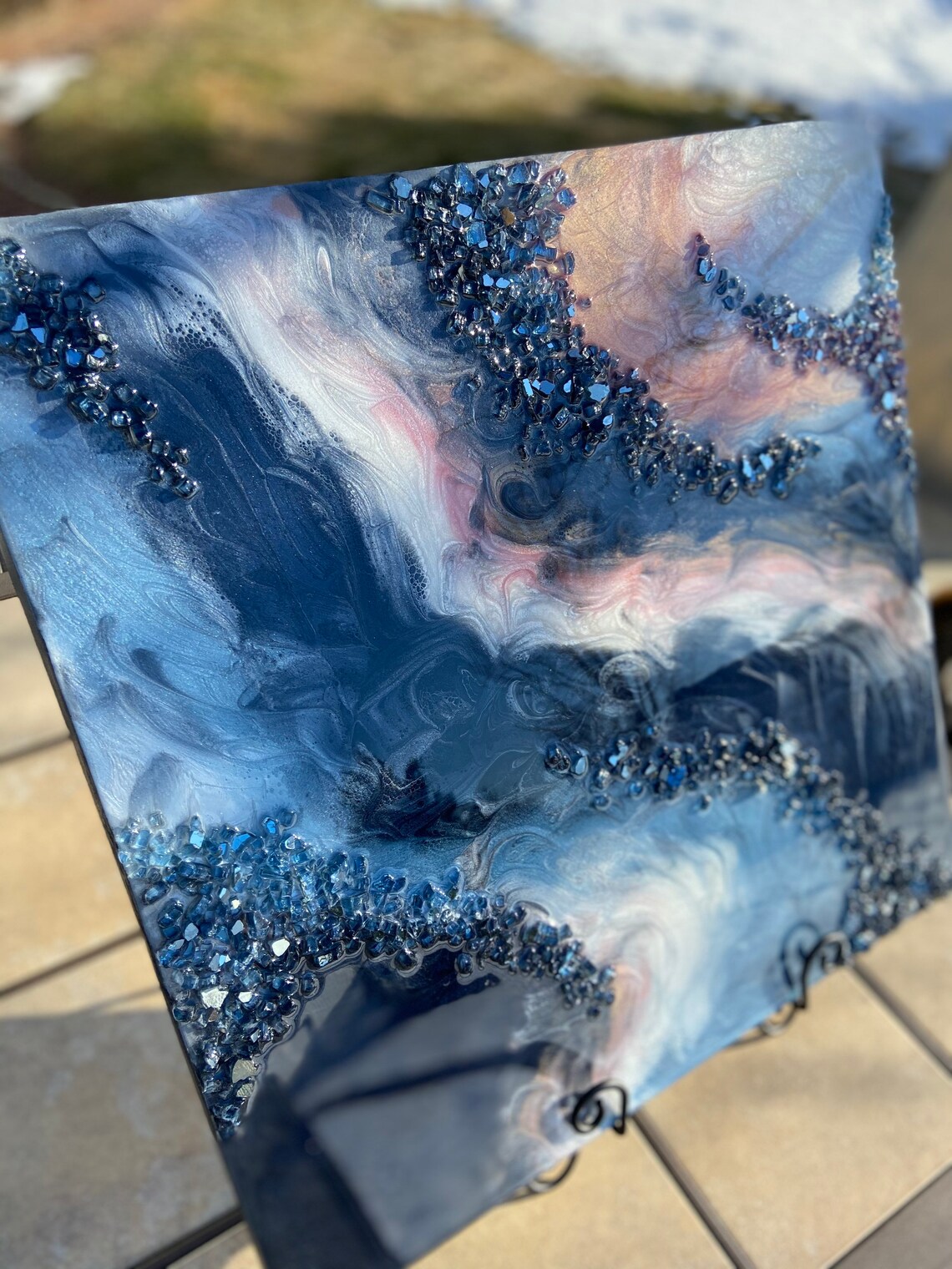 20x 20 Blue Resin Wall Art Epoxy Resin Fluid Art Textured - Etsy UK