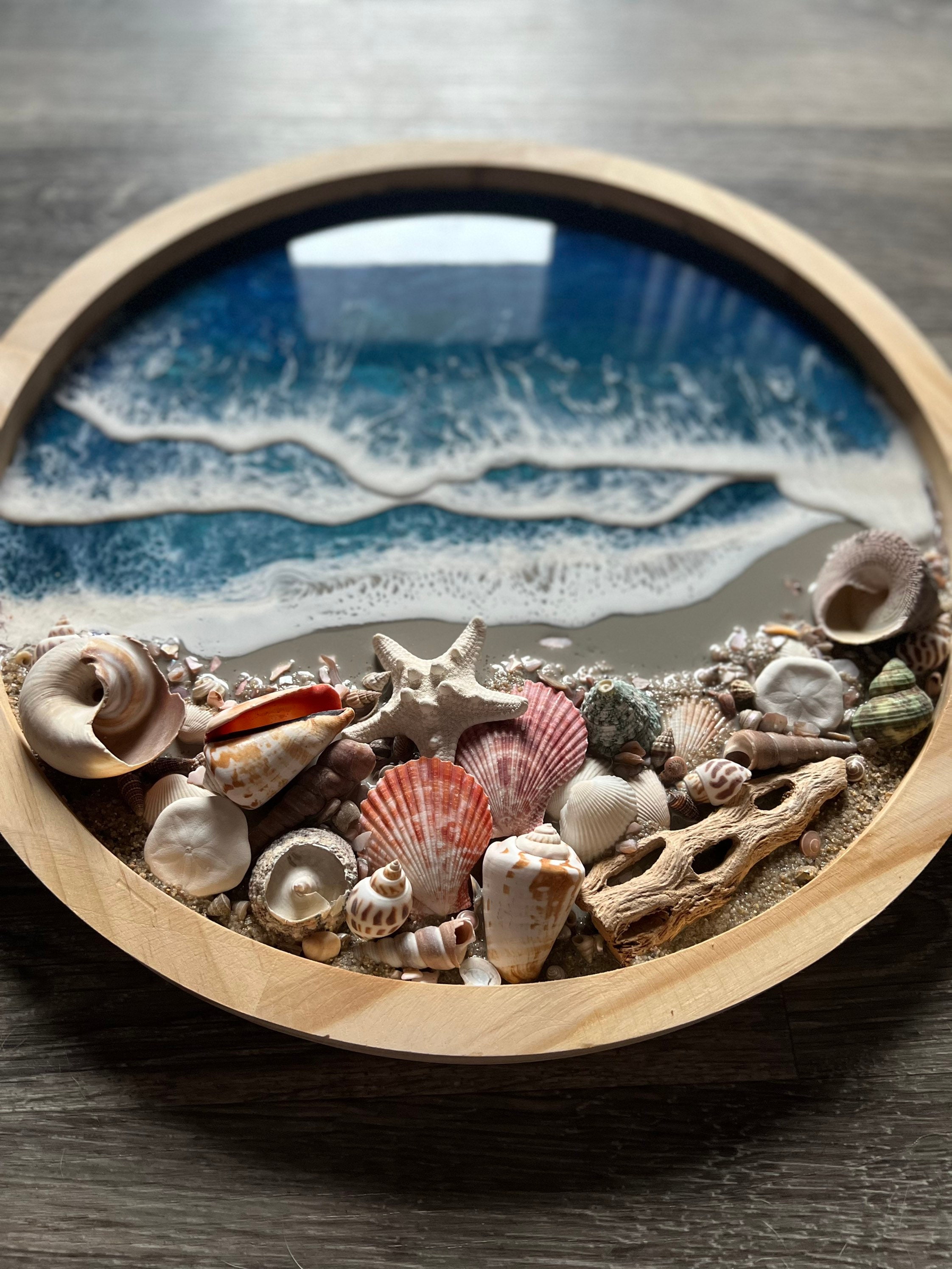 Round Natural Ocean Inspired Resin Art, Epoxy Resin Ocean, 3D Resin ...