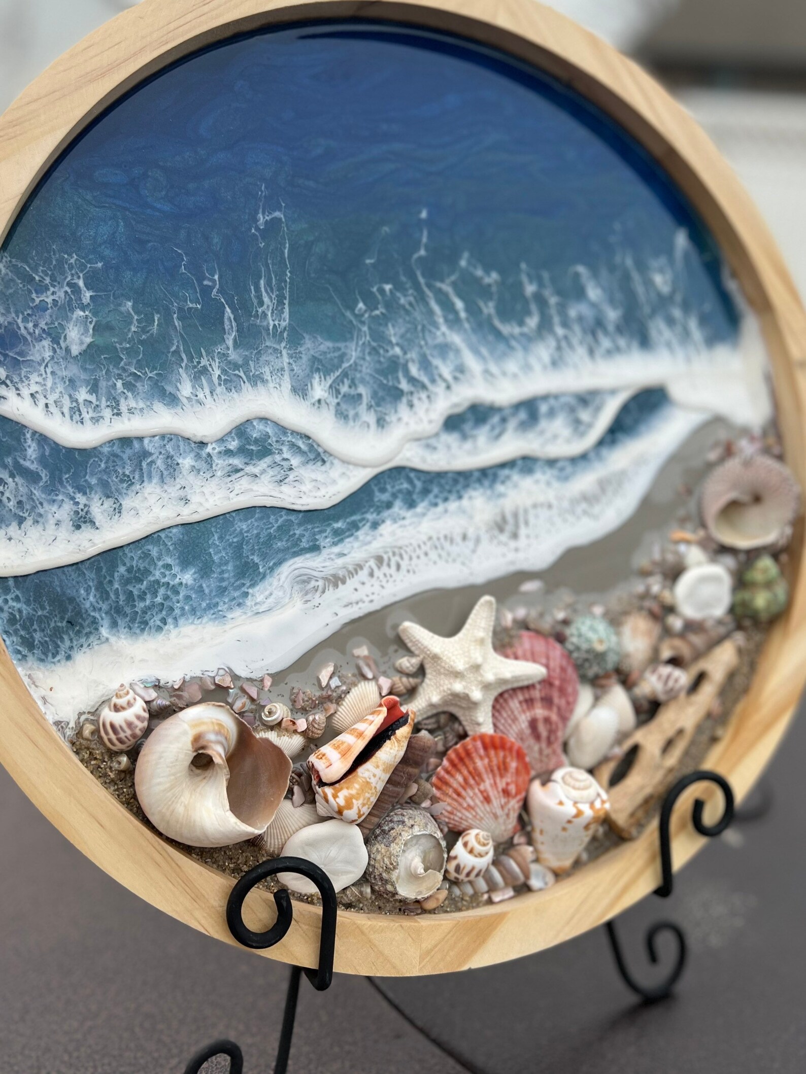 Round Natural Ocean Inspired Resin Art, Epoxy Resin Ocean, 3D Resin ...