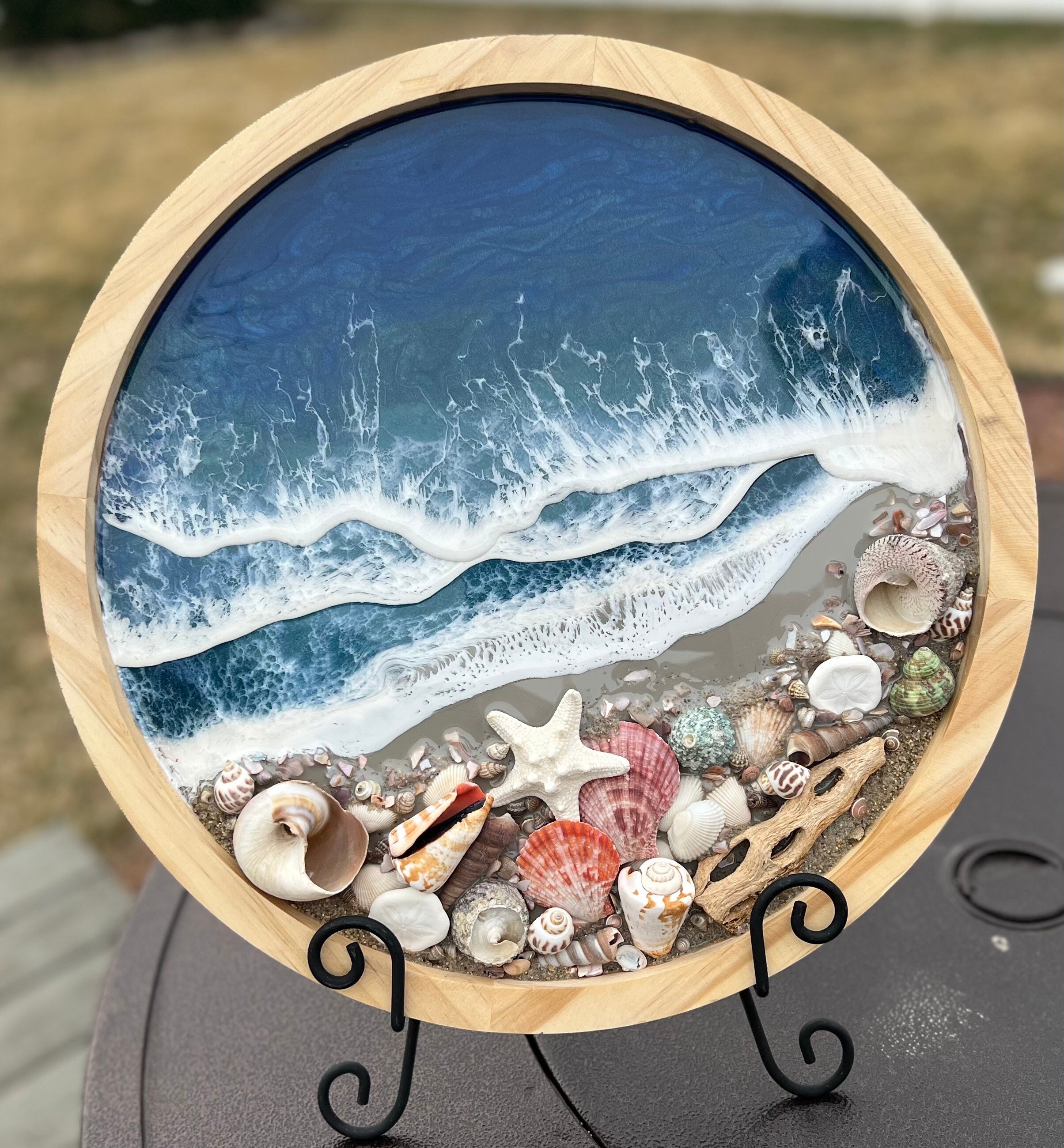 Round Natural Ocean Inspired Resin Art, Epoxy Resin Ocean, 3D Resin ...