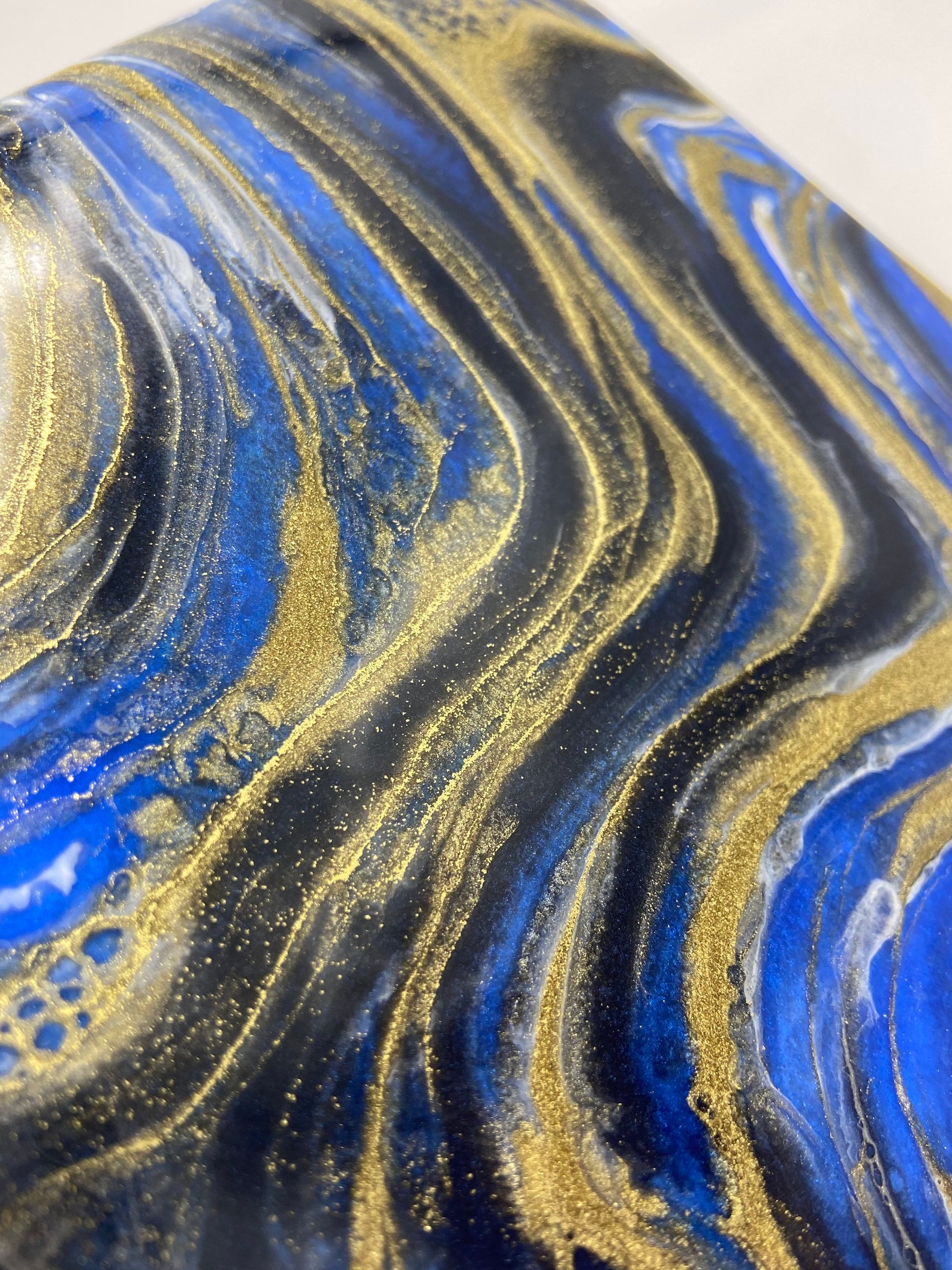 6 Blue and Gold Resin Wall Art Epoxy Abstract Art | Etsy