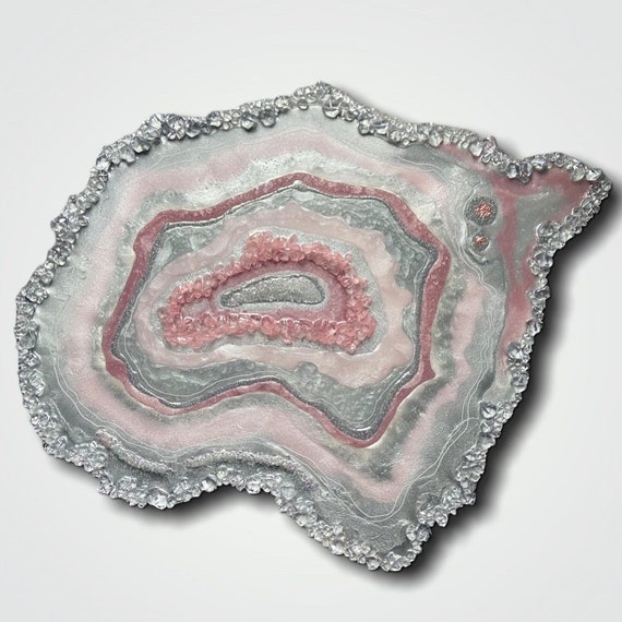 Pink and Silver Geode Inspired Resin Art Resin Painting Geode - Etsy
