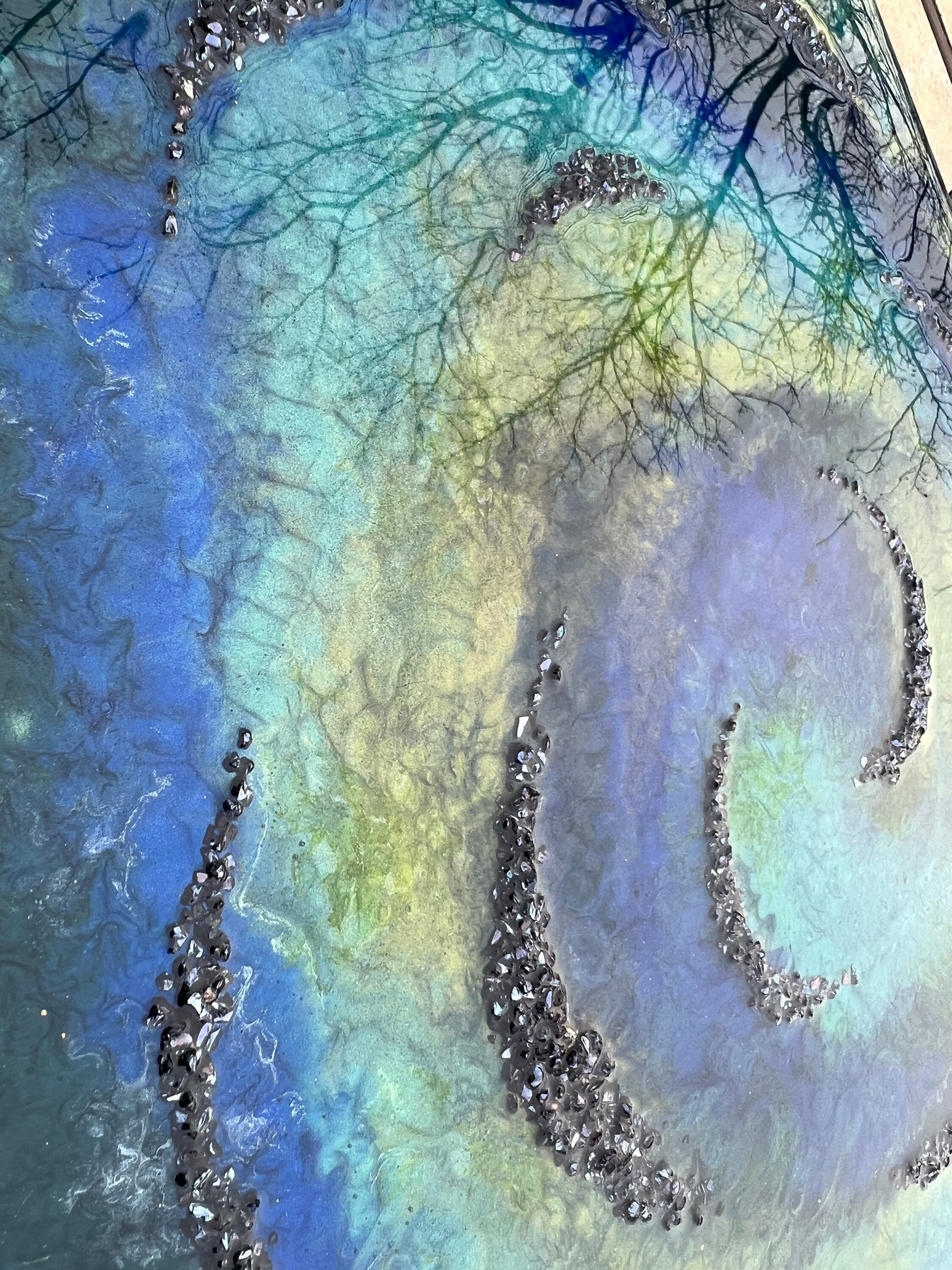 20x 16 Blue and Green Abstract Resin Artwork, Resin Painting, Epoxy ...