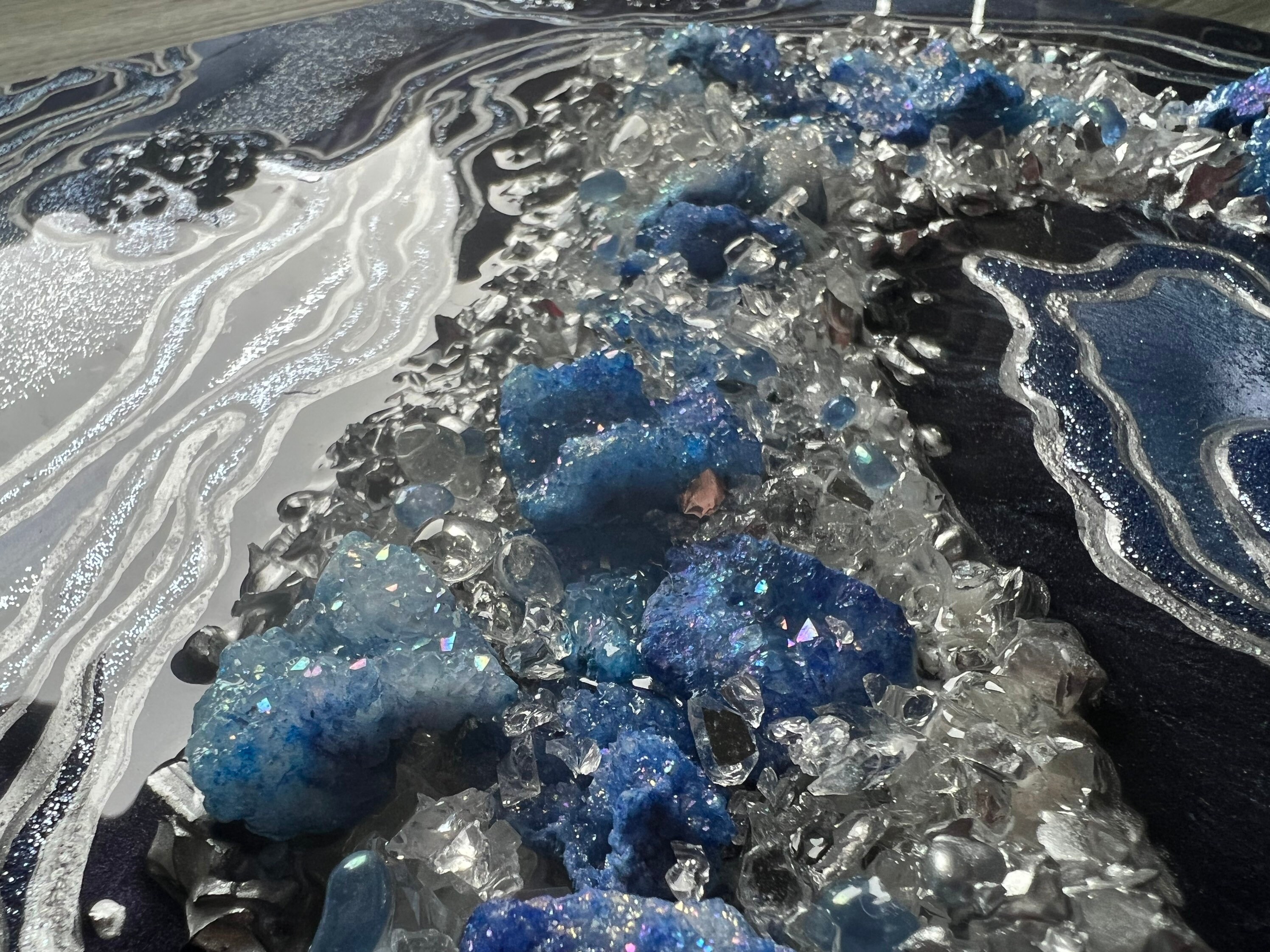 Blue and Silver Geode Inspired Resin Art Resin Painting Geode - Etsy