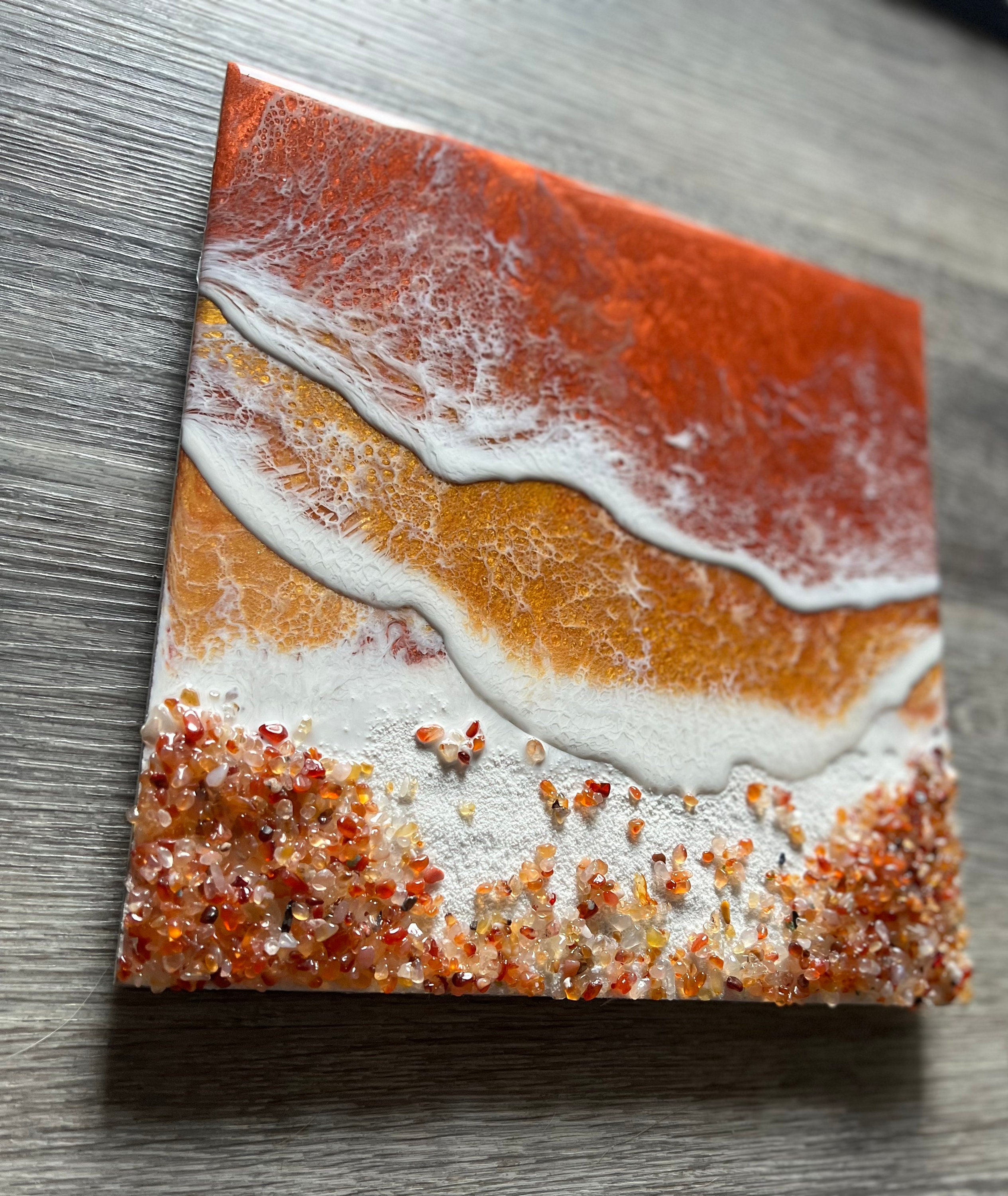 10 White Beach Copper Inspired Resin Art, Epoxy Resin Ocean, 3D Resin ...