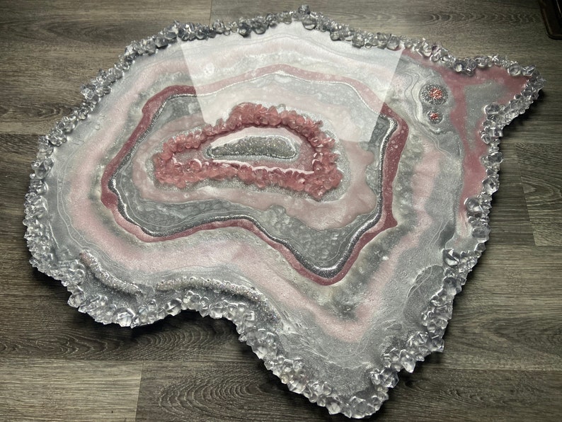 Pink and Silver Geode Inspired Resin Art Resin Painting Geode - Etsy