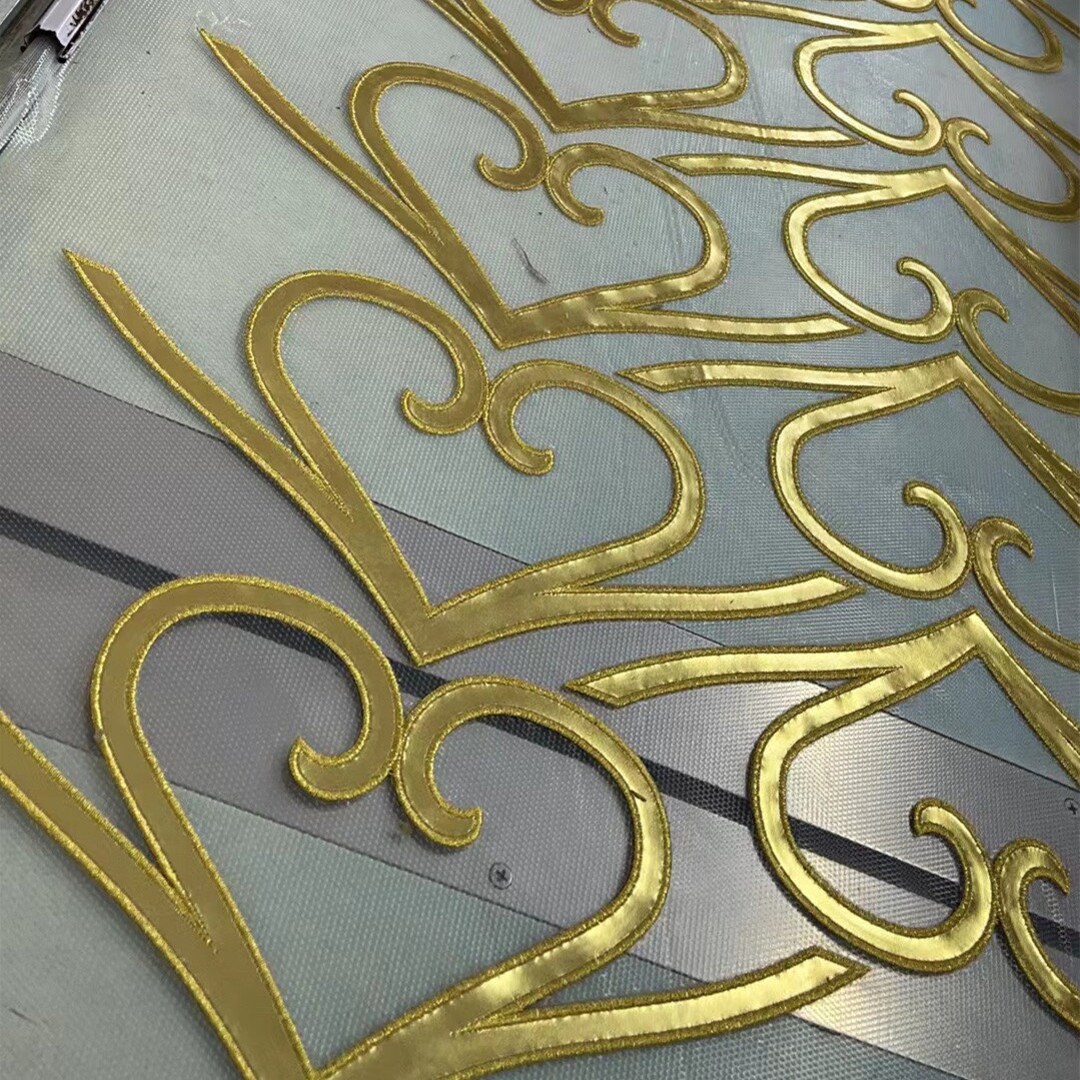 Custom Cosplay Embroidered Patch Gold Leather Raised Gold Thread ...