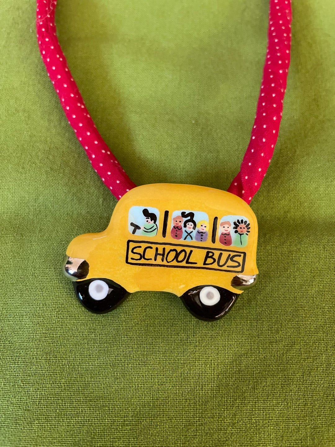 Vintage Flying Colors Ceramic School Bus Necklace - Etsy