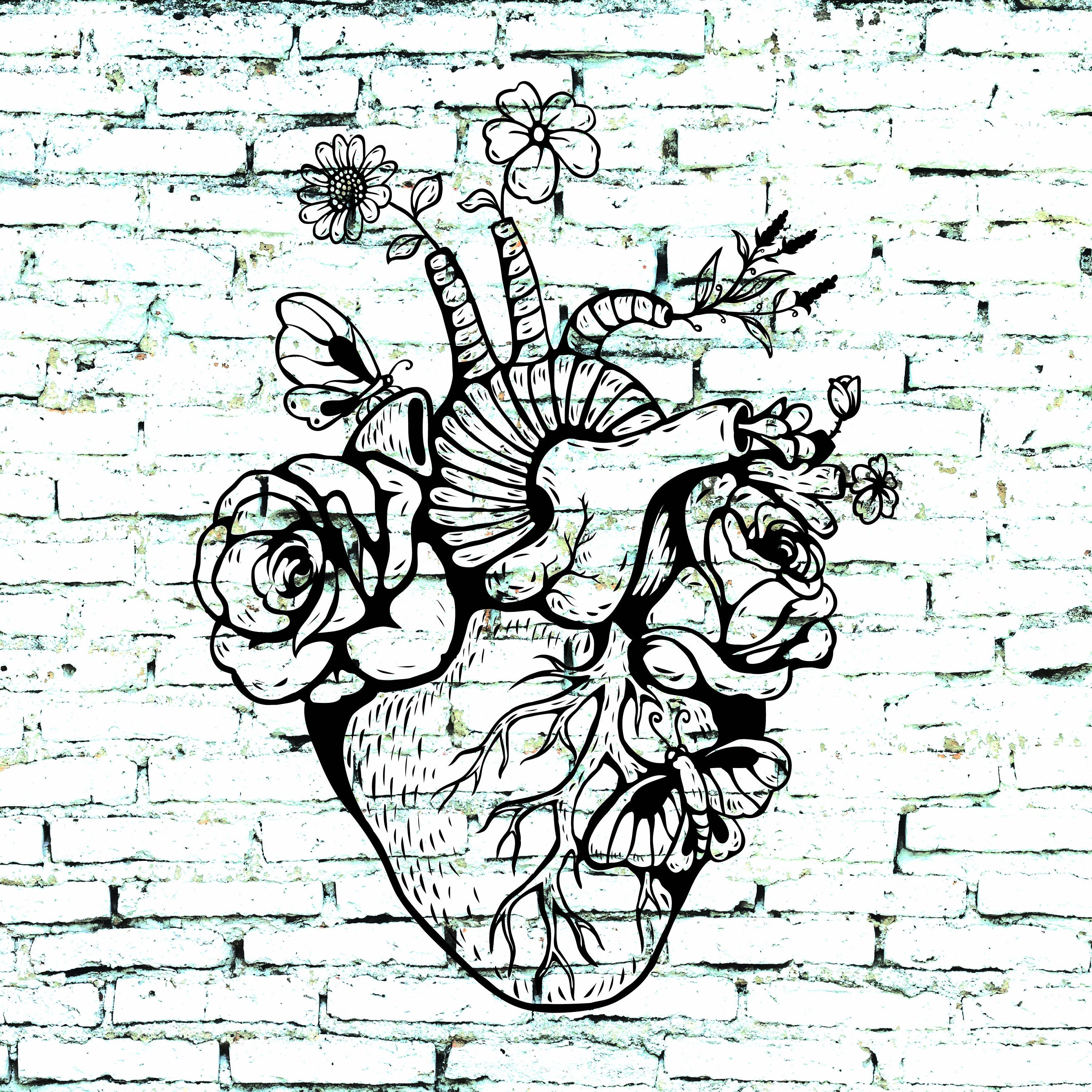 Anatomically Correct Heart With Flowers - Etsy