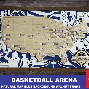 Professional Basketball Stadium Travel Map, Shelf Wall Decor Gift, USA ...