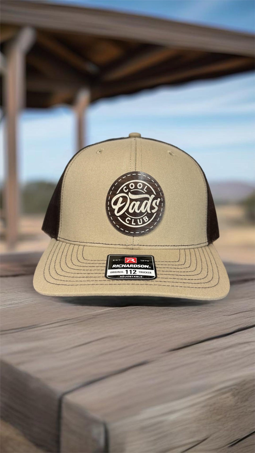 Cool Dads Club Trucker Hat, Acrylic Teakwood and Ash Engraved Patch ...