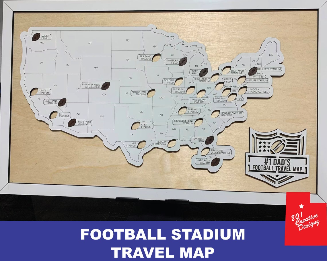 Custom Football Map Tracker Football Stadiums Team Map - Etsy