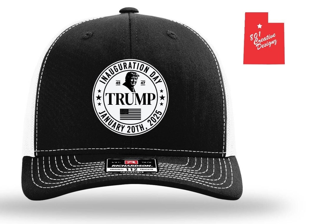 Trump Inauguration Day 2025 Round Snapback Trucker Leather Patch Hat ...