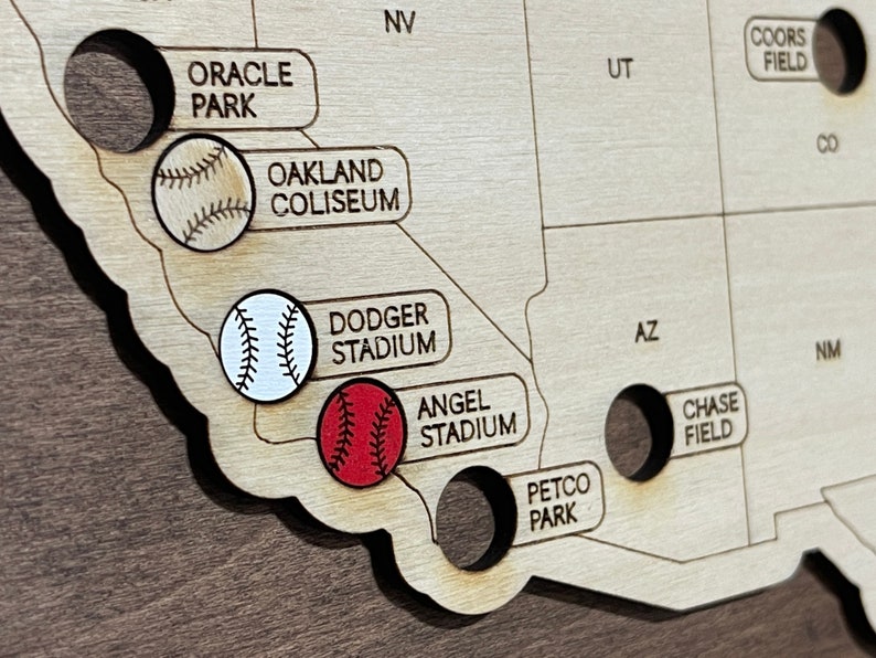 Custom Baseball Stadium Travel Map Tracker Baseball Park - Etsy