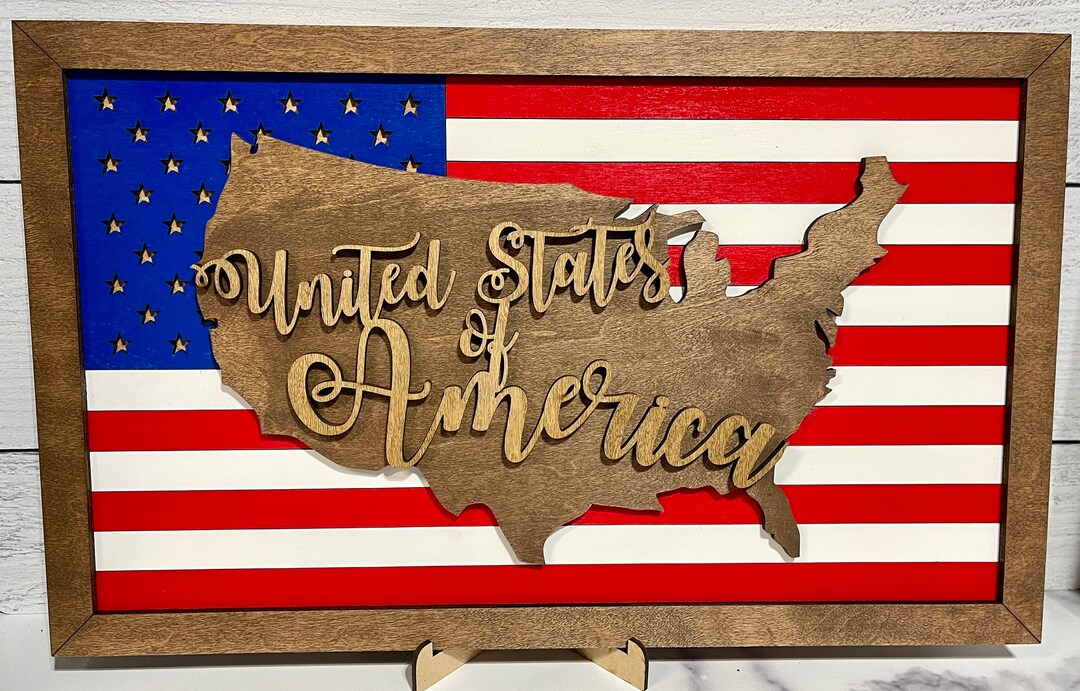 USA Flag Map Sign, United States of America Decor, Fathers Day Gift ...