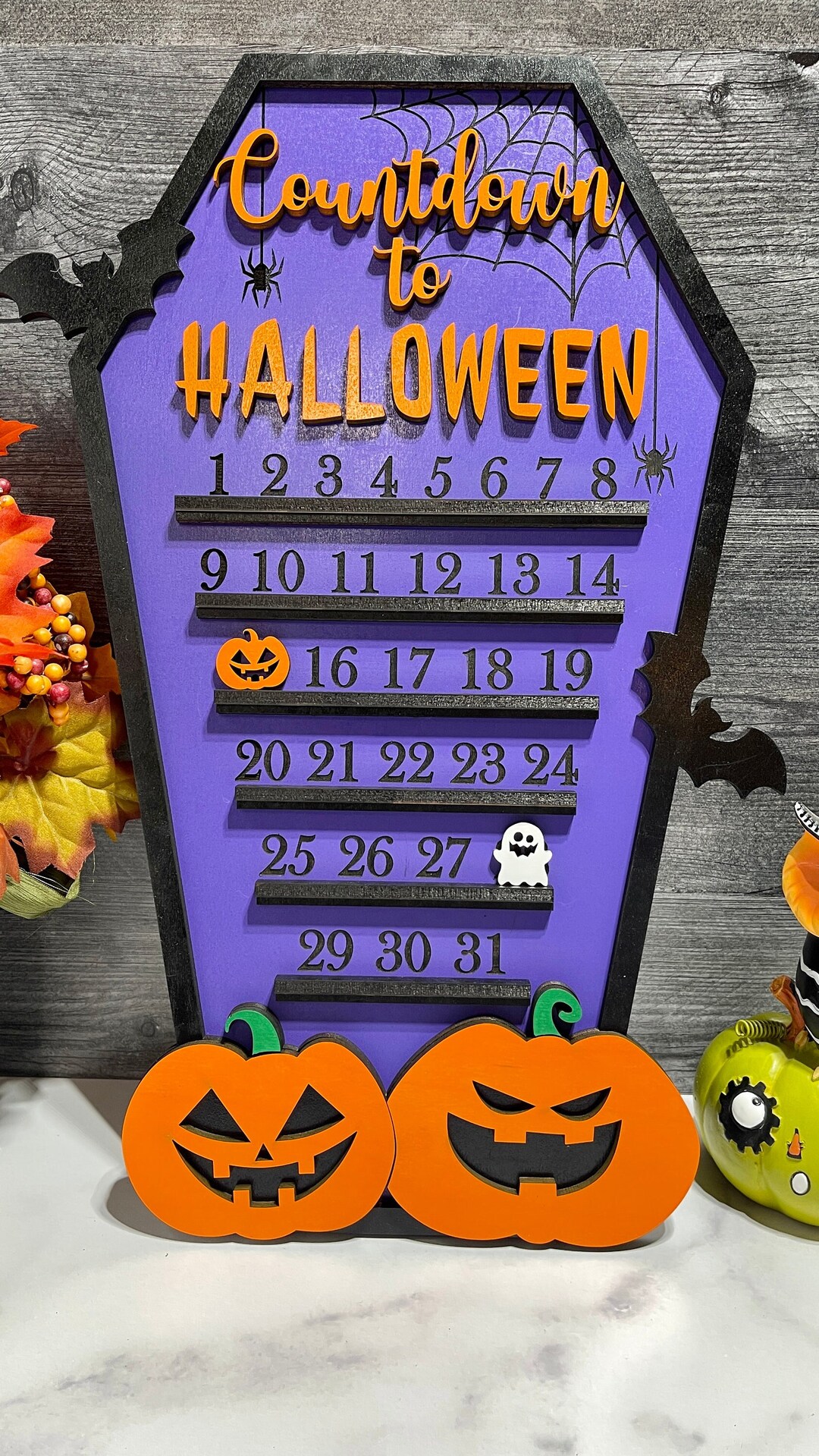 Halloween Countdown Calendar With Pumpkins Ghosts Spiders and - Etsy