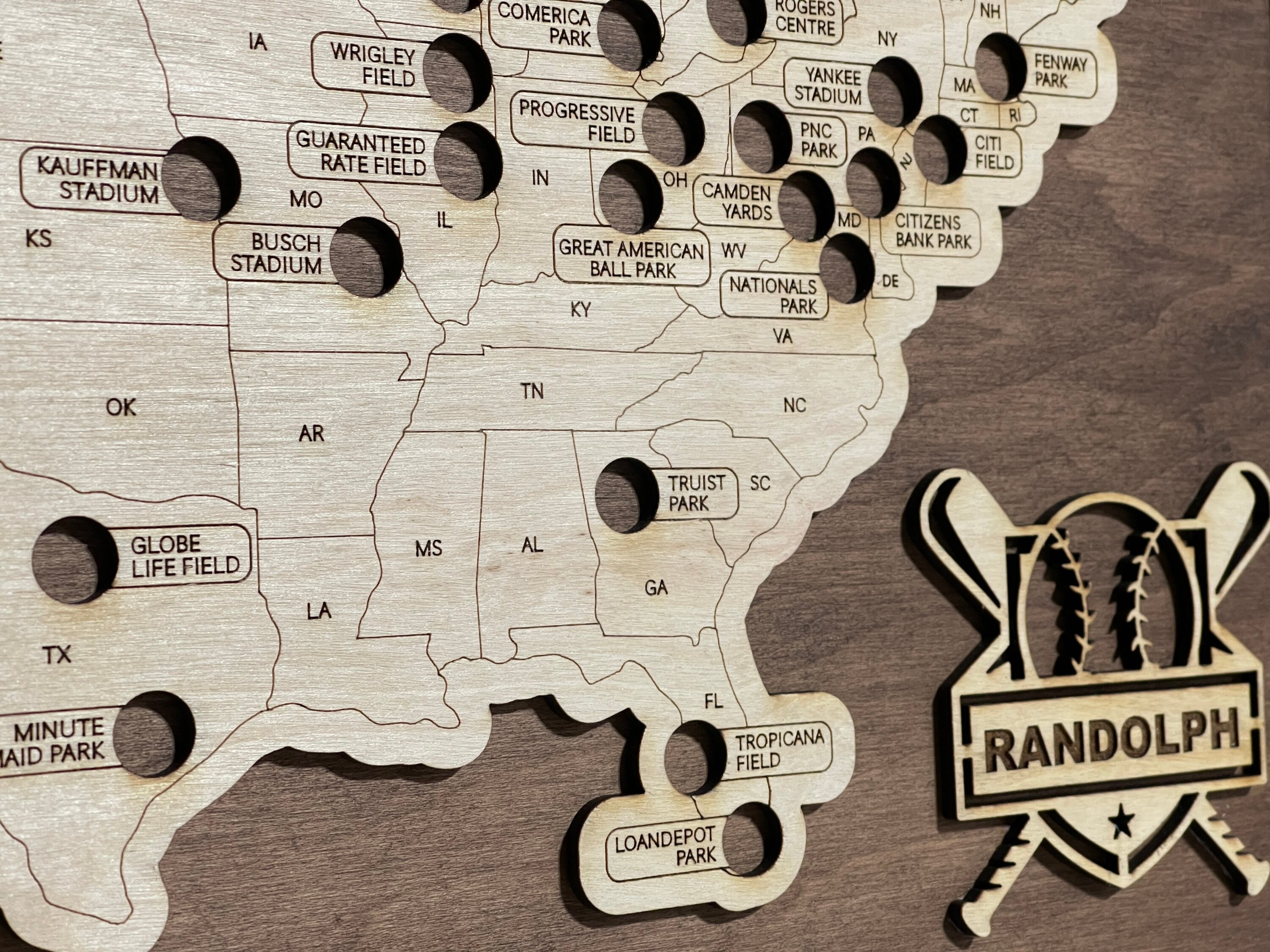 Custom Baseball Stadium Travel Map Tracker Baseball Park - Etsy