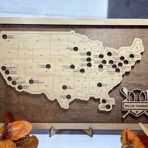 Custom Baseball Stadium Travel Map Tracker | Baseball Bucket List Gift ...