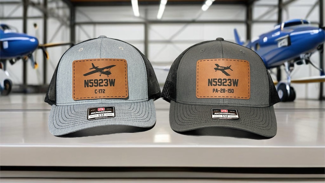 Personalized Private Plane Hat Snapback Trucker Leather Patch Hat ...