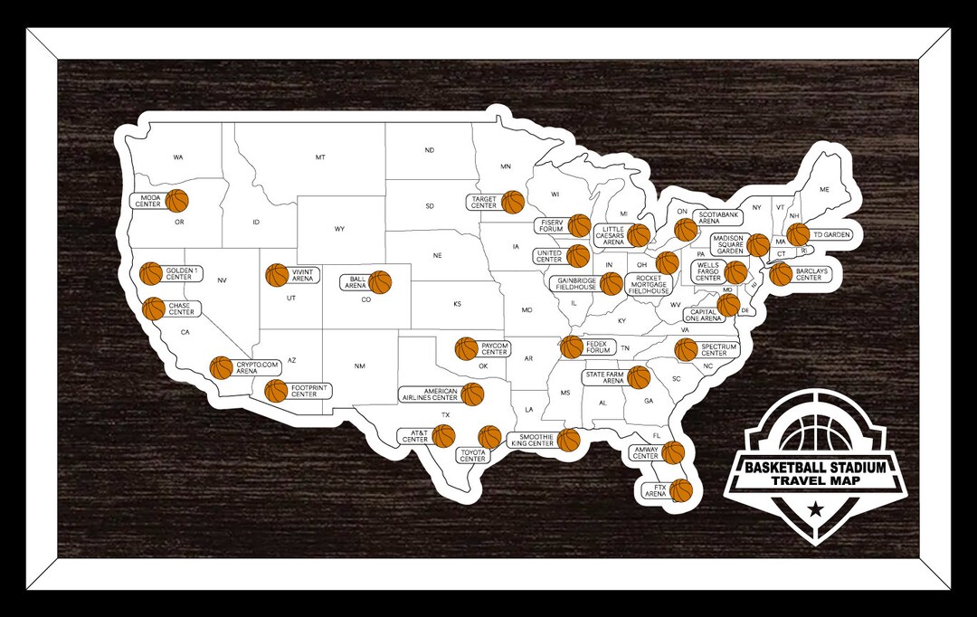 Basketball Arena Map | Bucket List Stadium Tracker Map | Checklist Gift ...