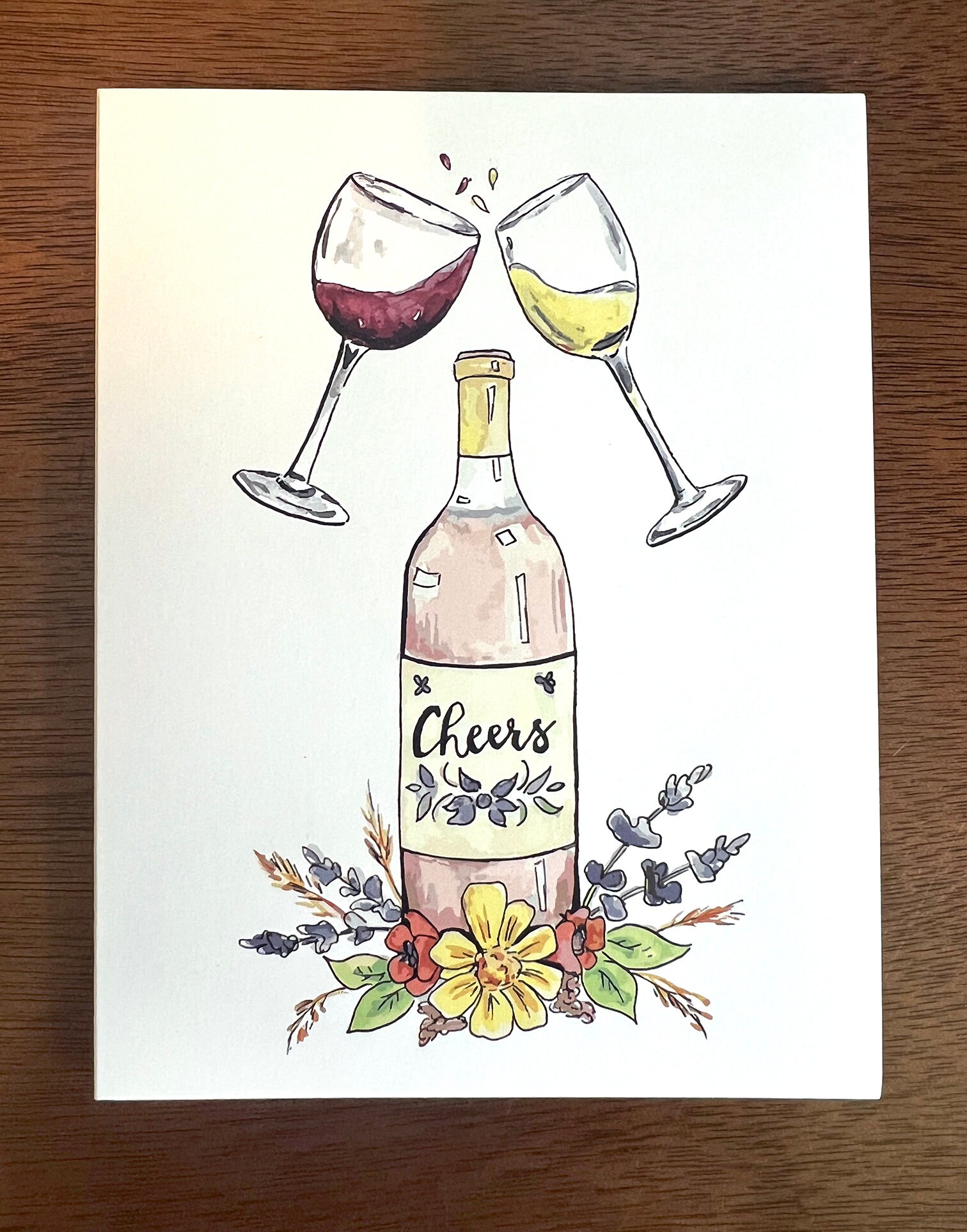 Cheers Wine Card - Etsy